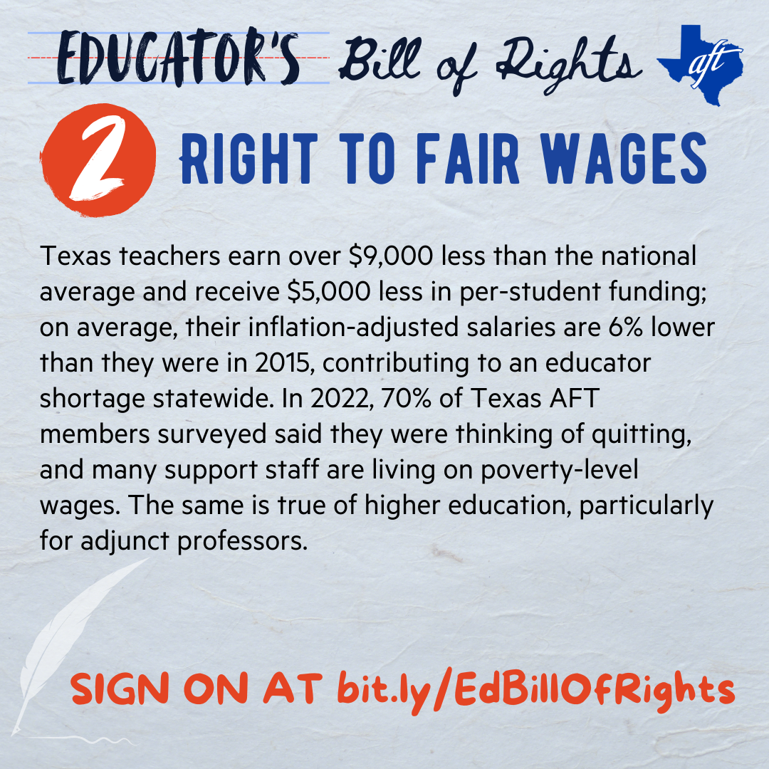 Texas AFT :Educator’s Bill of Rights Spotlight: Bills to Support the ...