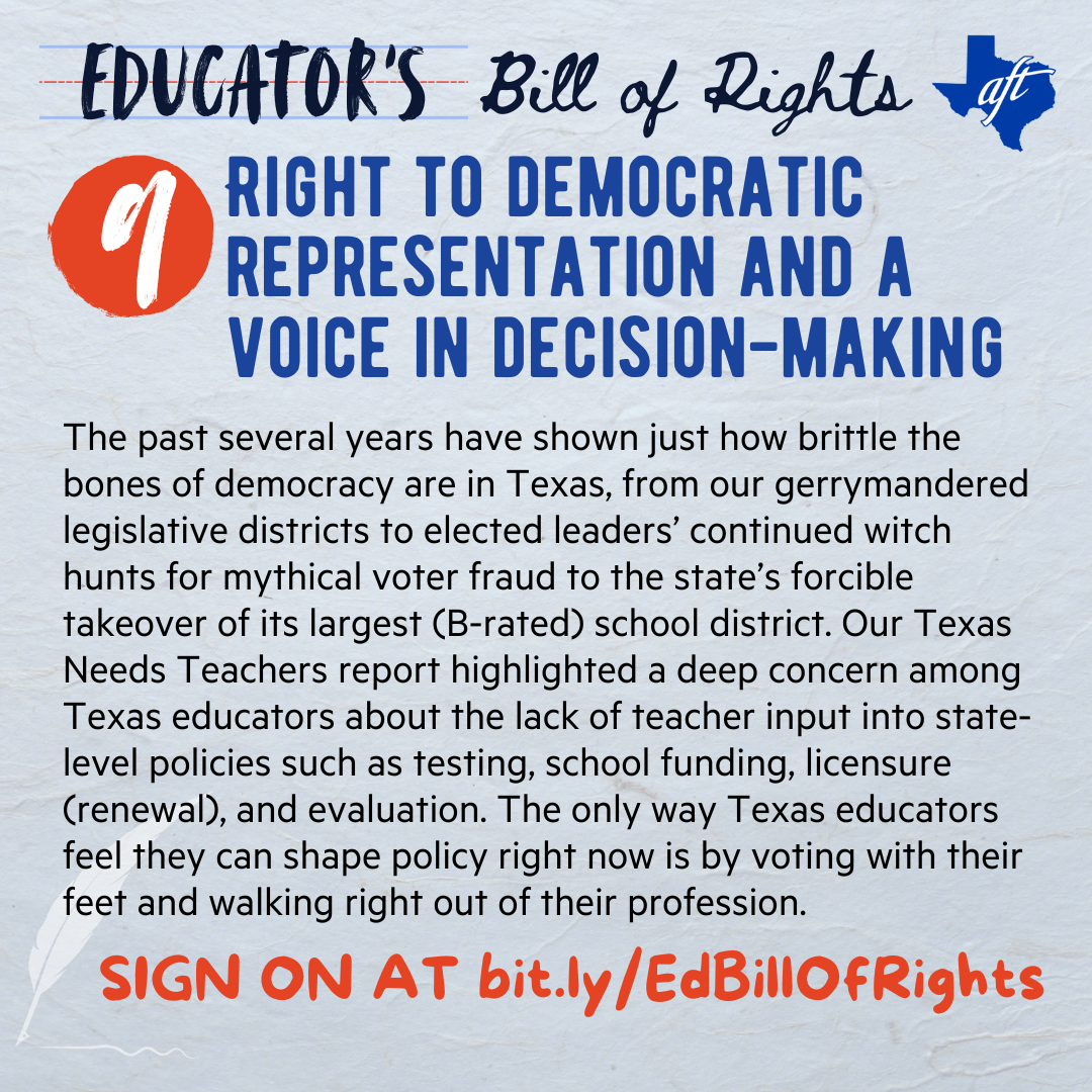Texas AFT :Educator’s Bill of Rights Spotlight: Bills to Guarantee Your ...